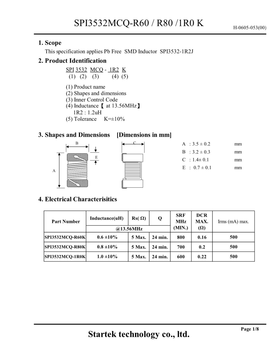 【NFC感應線圈】SPI3532MCQ-R60 / R80 /1R0 K - 星碩科技股份有限公司